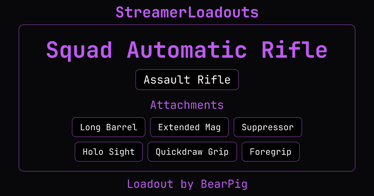 Squad Automatic Rifle Loadout by BearPig - StreamerLoadouts